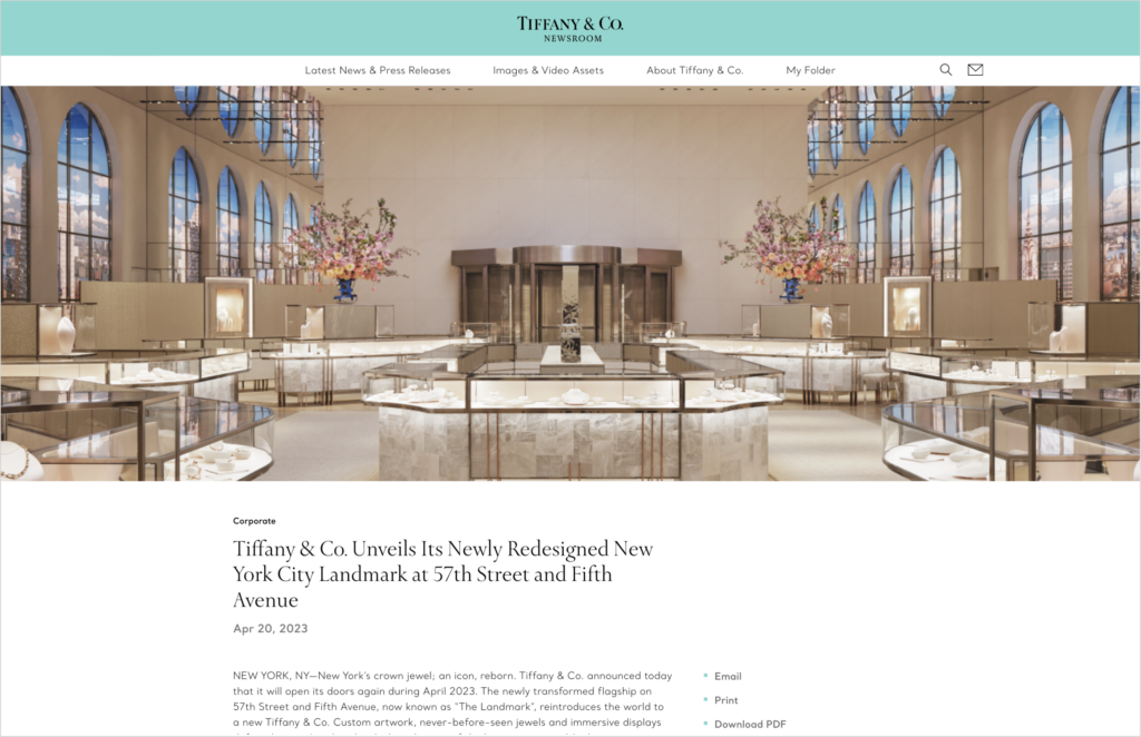 Landmark press release - Tiffany