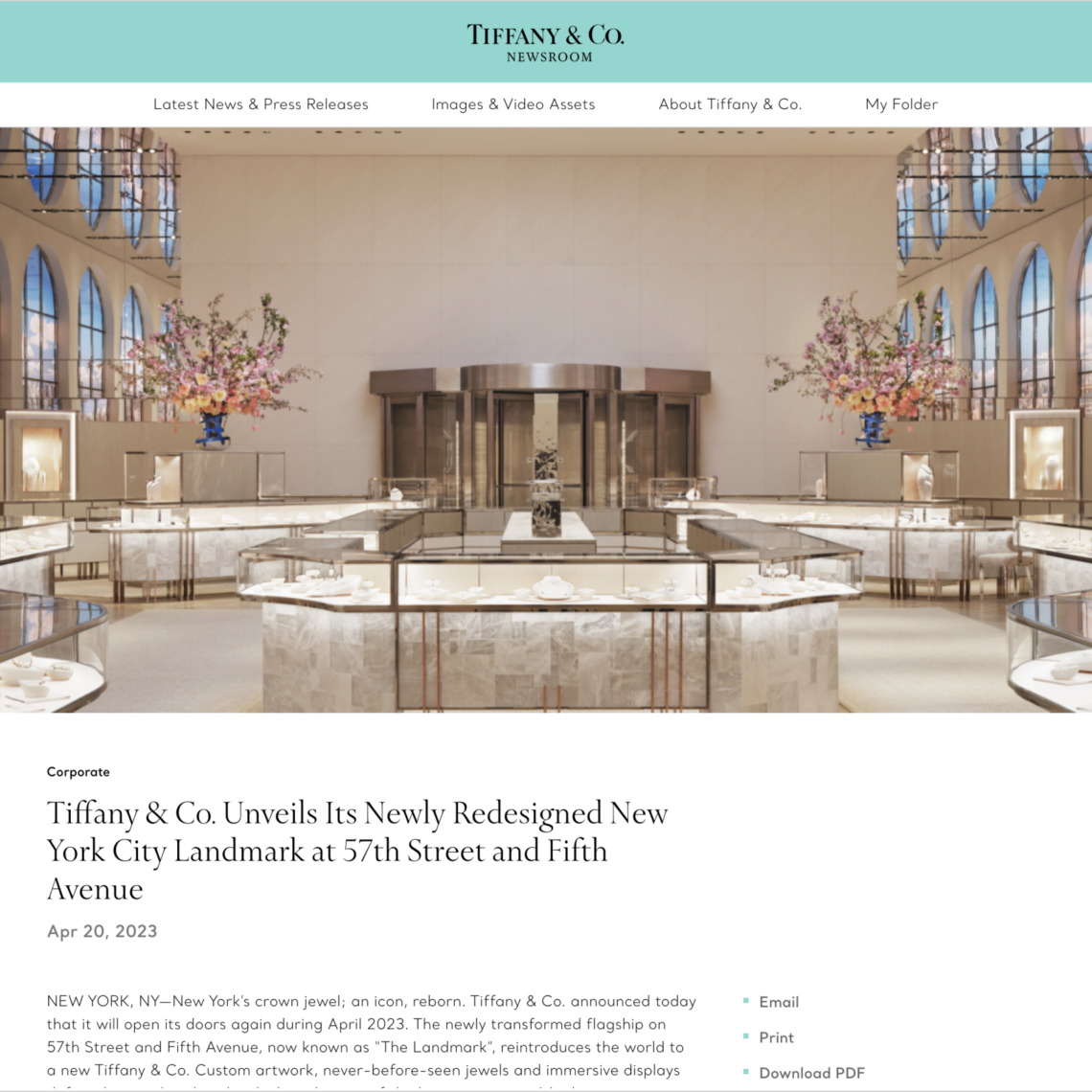 Landmark press release - Tiffany