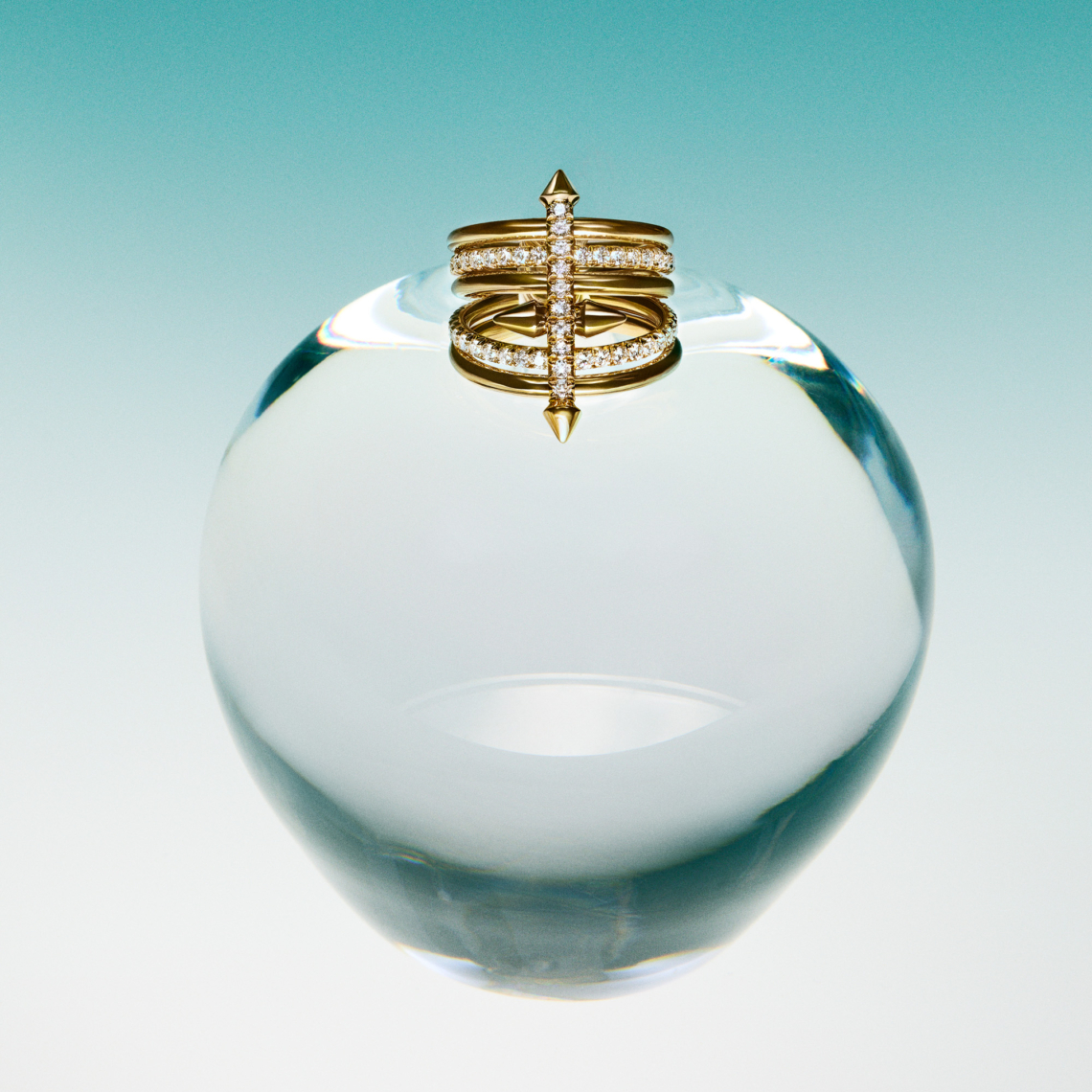 Tiffany Titan by Pharrell Williams five-row ring in 18k yellow gold ...