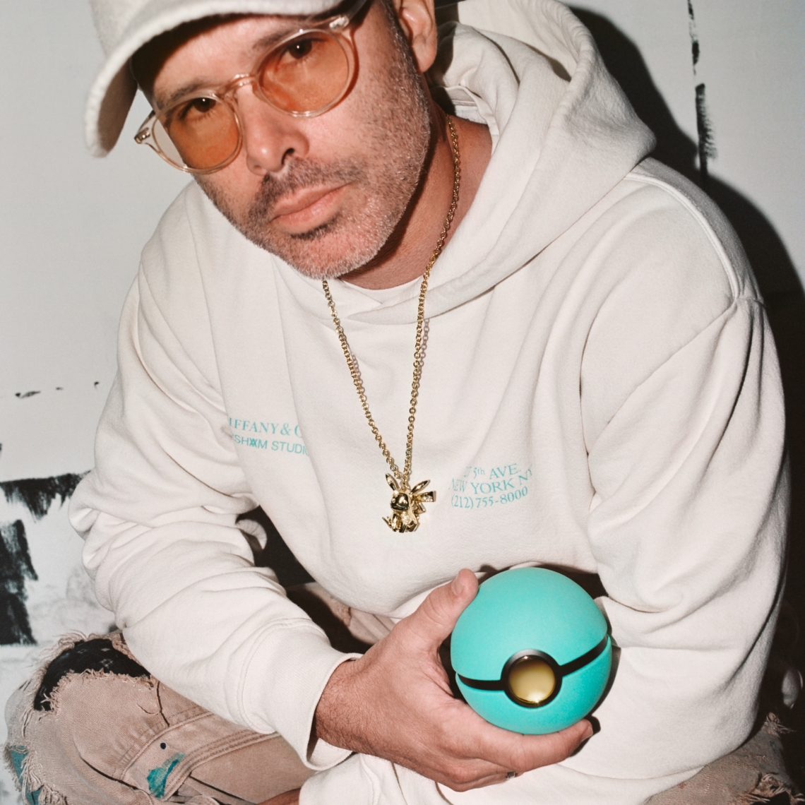 Contemporary artist Daniel Arsham wearing the Tiffany & Arsham Studio ...