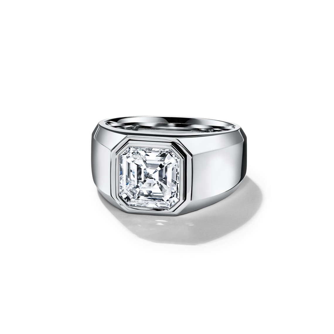 The Charles Tiffany Setting engagement ring in platinum with a square ...