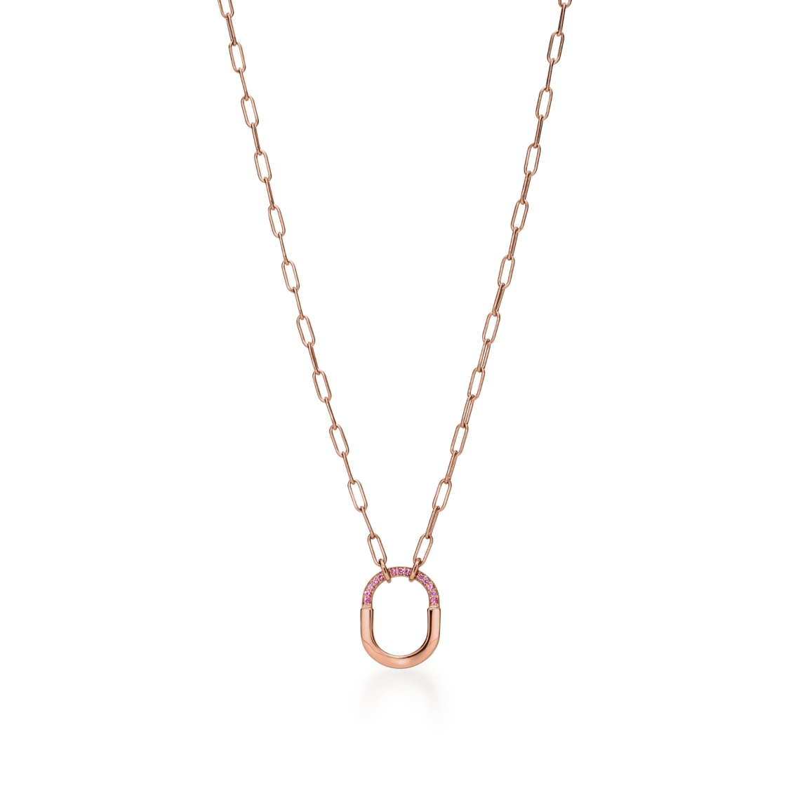 Tiffany Lock ROSÉ Edition small pendant in 18k rose gold with pink ...